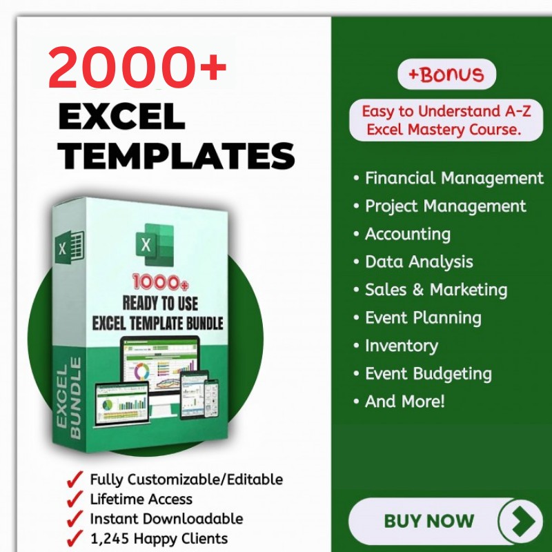 2000 Excel Templates Bundle