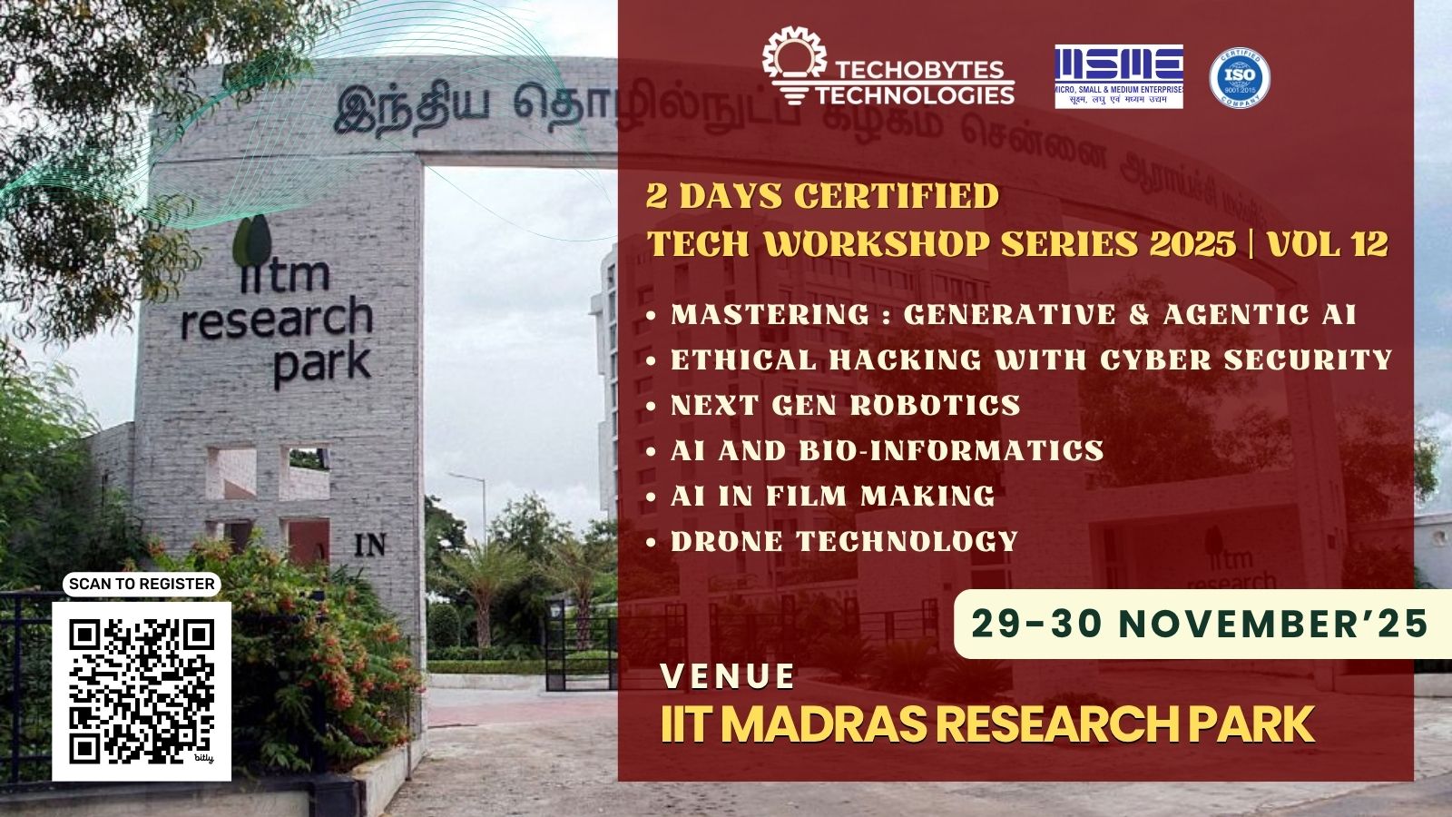 2 DAYS "TECHNICAL WORKSHOP SERIES 25 VOL.16" AT IIT MADRAS RESEARCH ...