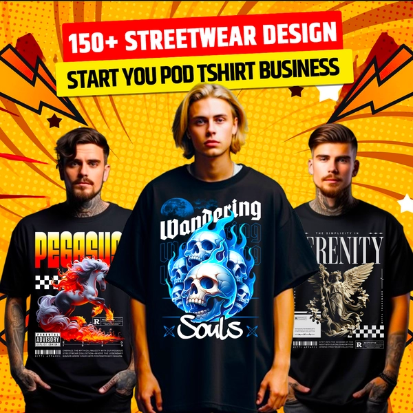 150+ Premium StreetWear Tshirt Design Bundle v2